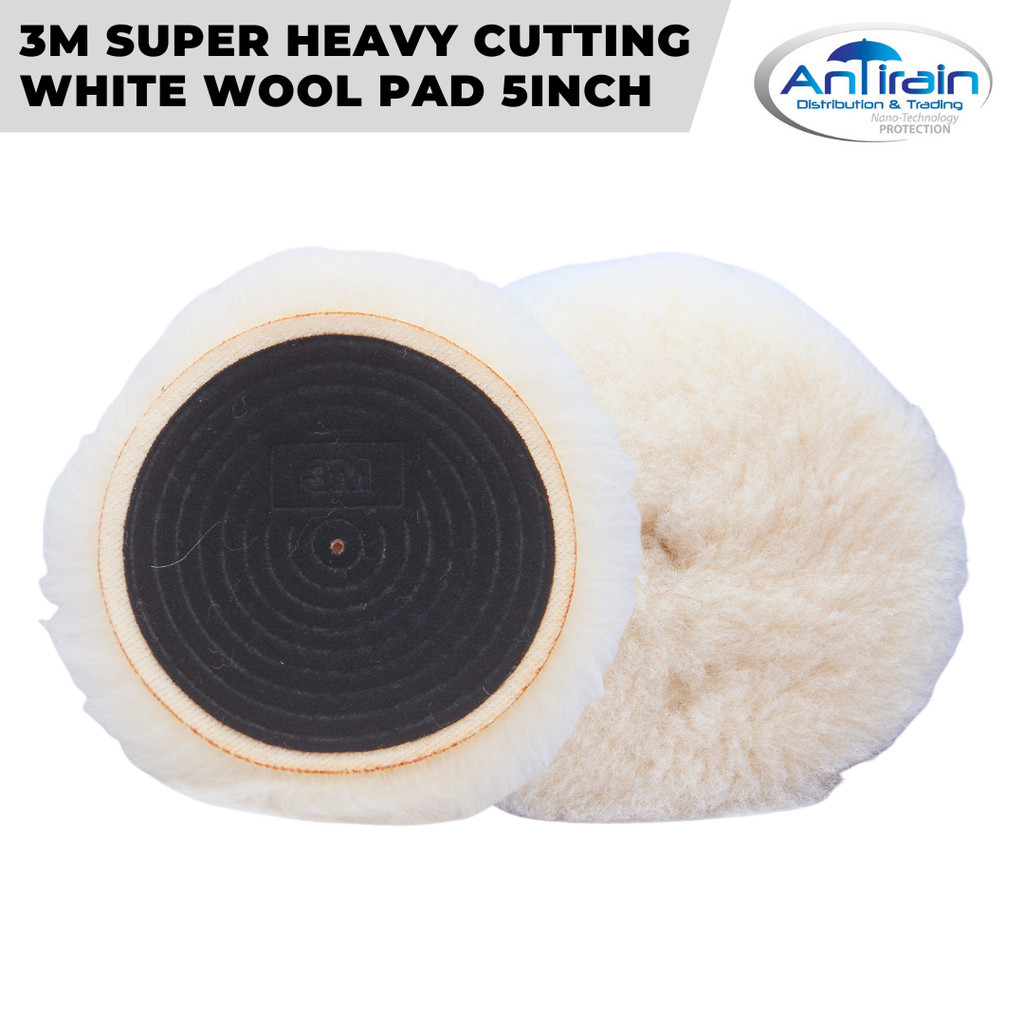 3M SUPER HEAVY CUTTING WHITE WOOL PAD 5INCH | Shopee Malaysia