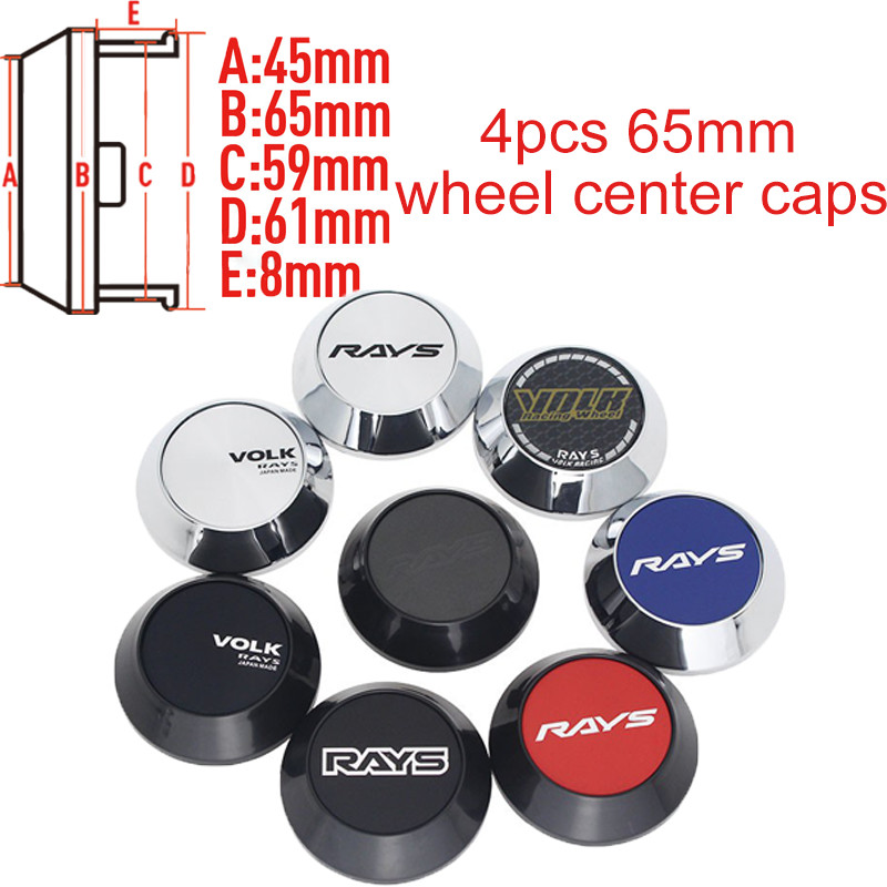 4pcs 65mm volk racing car wheel center caps rays racing wheel caps for ...