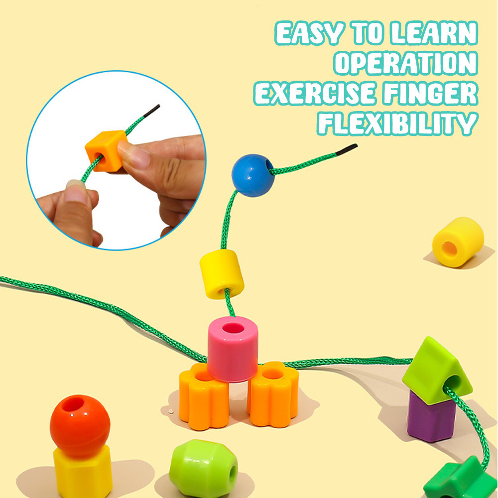 LAKOE 28/68/170Pcs Kids String Beads Toy Training Beads Montessori ...