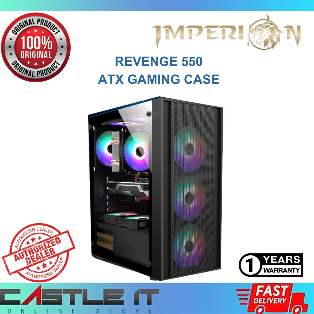 Imperion REVENGE 550 Tempered Glass RGB Mid Tower ATX Casing Case ...