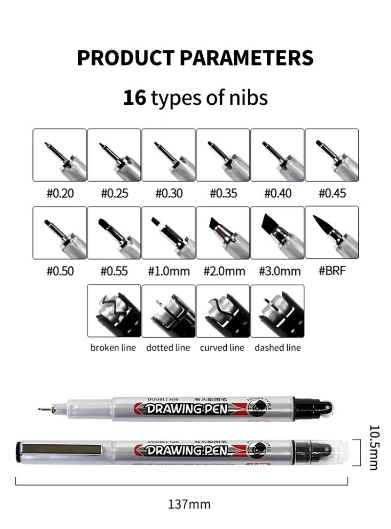 Double Tip Art Black ink Permanent Paint Marker Pen 4/12pcs Multi-Tip ...