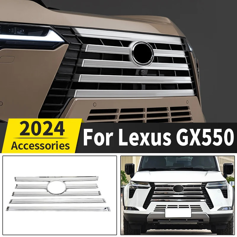 For 2024 Lexus GX550 GX550h Front Grill Chrome Decoration Strip GX 550 550h Exterior Upgraded ...