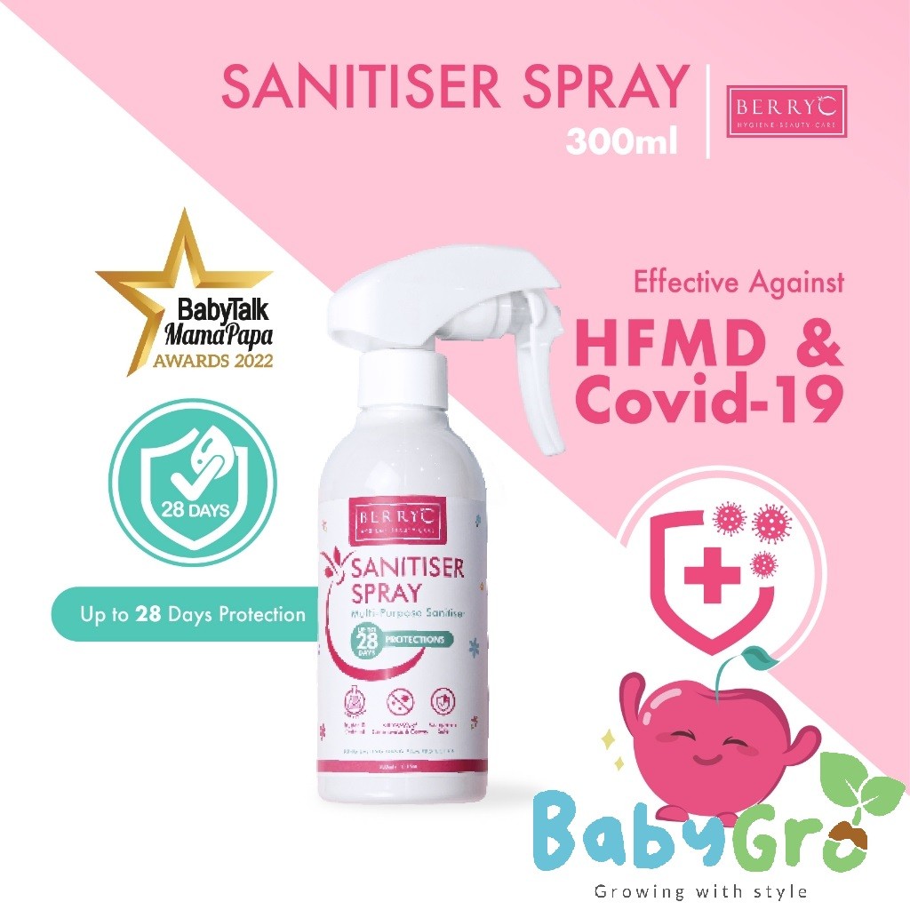 BERRYC Sanitizer Spray Bottle 28 Days Protection HFMD Non Alcohol ...