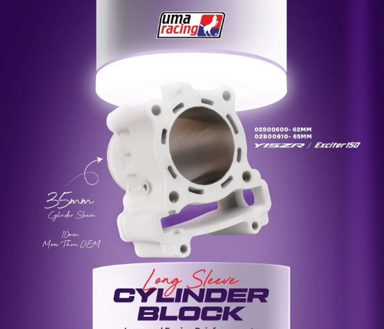 UMA RACING CERAMIC BLOCK + FORGED PISTON [ 65MM + 10MM SLIP ] Y15 ...