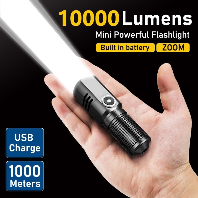 Portable Mini Flashlight, LED Rechargeable Zoom Waterproof 3 Models ...