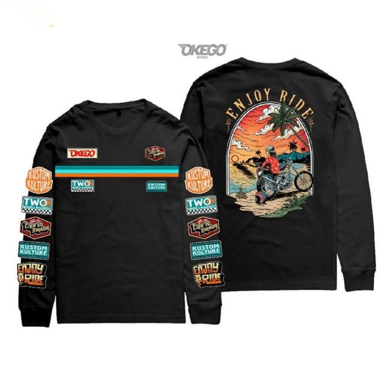 LONGSLEEVE ENJOY RIDE OKEGO APPAREL KUSTOM TSHIRT BAJU MOTOR KUSTOM ...
