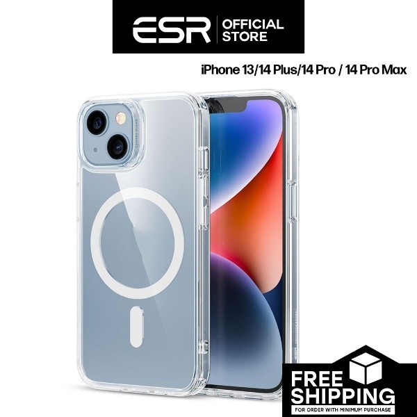 ESR Classic Hybrid Series Hard PC Back and Frame with Halo Lock Ring for iPhone 13/14 Plus/14 ...