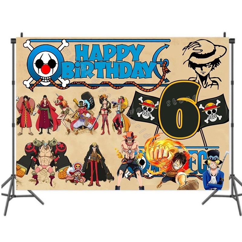 One Piece cartoon anime birthday party background decoration party ...