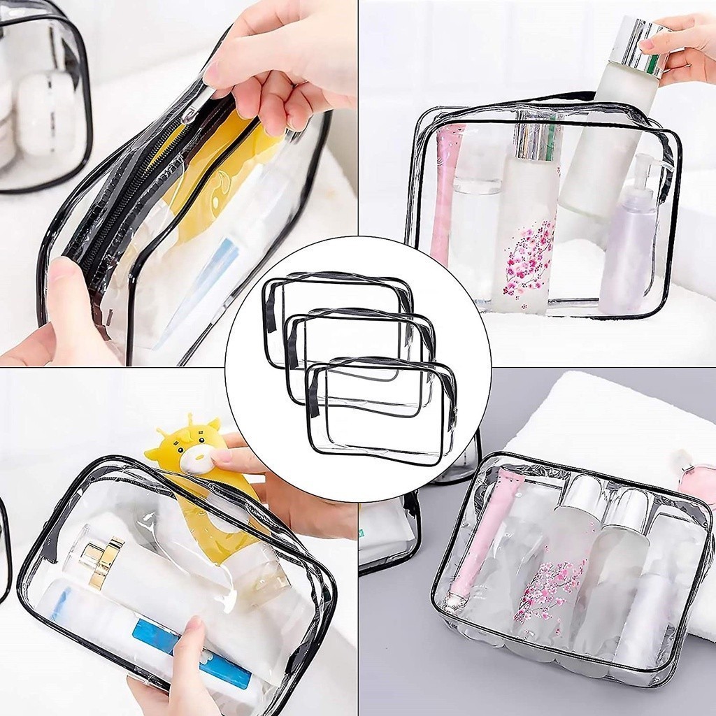 Clear PVC Travel Toiletry Bag / Waterproof Vinyl Organizer Clear Makeup ...