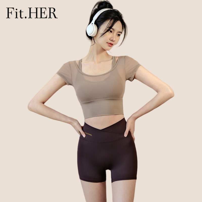 Fit HER Women's Summer Pilates Training And Fitness Top Set With Chest ...