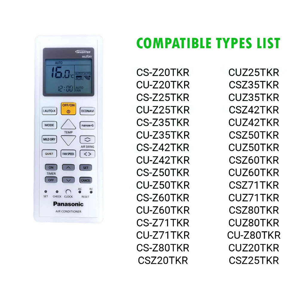 Panasonic Aircond Air Conditioner Replacement OEM Remote Control CS ...