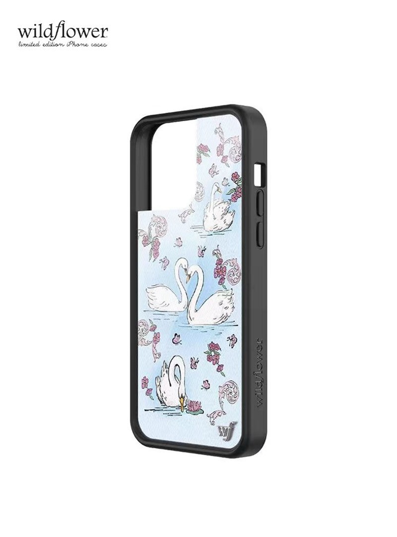 Wildflower Swan Lake Case For iPhone 16 Pro 15 14 Plus 12 13 Pro Max Priscilla Acrylic Hard ...