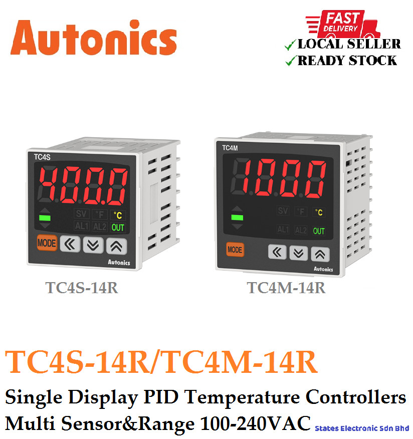 AUTONICS TC4S-14R/TC4M-14R Single Display PID Temperature Controllers Multi Sensor&Range 100 ...
