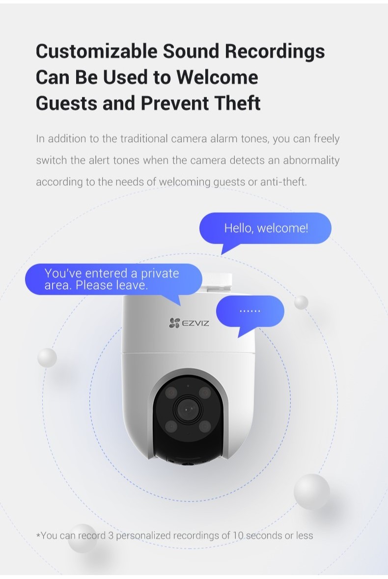 Ezviz H8C 2K⁺ 1440P Pan & Tilt Rotate 360° Outdoor Smart Color Night Vision Two Way Talk Wi-Fi ...