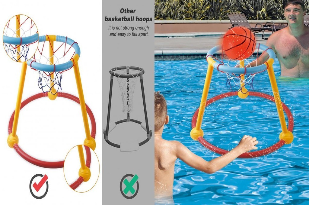 Pool Basketball Ring Game Easy Assembly Pool Game 2-in-1 Floating Pool ...