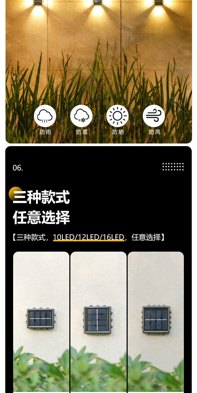 Solar Powered Night Light Outdoor Garden Wall Light Waterproof LED with ...