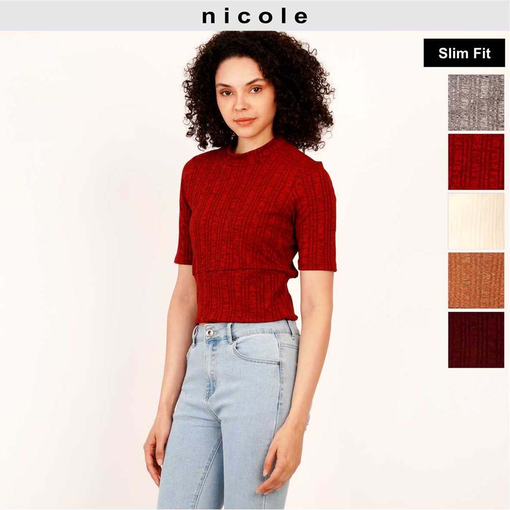 Nicole Round Neckline Short Sleeve with Wide Hemline And Uneven Colour ...