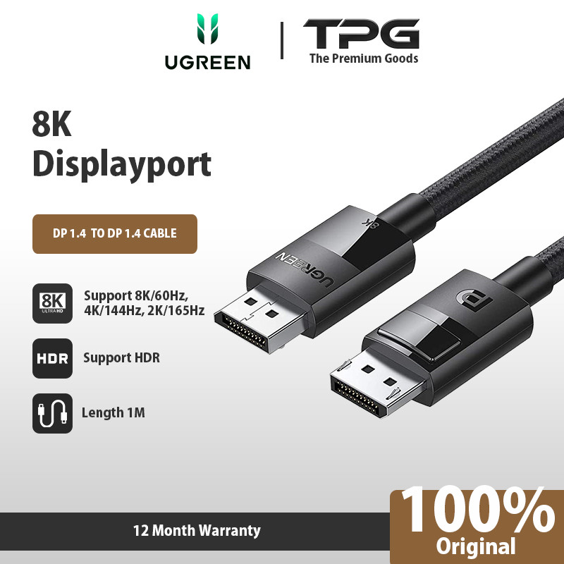 in stock Ugreen DISPLAYPORT DP 1.4 MALE TO DP MALE HDR CABLE 4K 8K 2K UHD CABLE | Shopee Malaysia