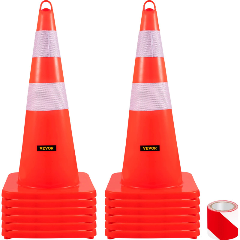 VEVOR Tools Safety Cones 18"-36" High Visibility PVC Orange Traffic ...