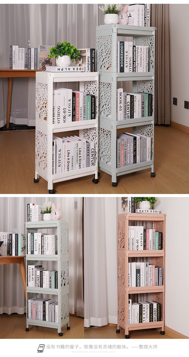 Wheeled Movable Desk Bookshelf Small Bookshelf Bookcase Simple Desktop ...