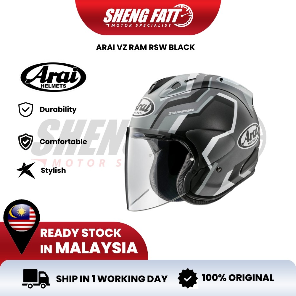 ARAI VZ-RAM RSW Black Original Helmet Motor Open Face Original Superbike SIRIM VZ RAM SHOEI ...