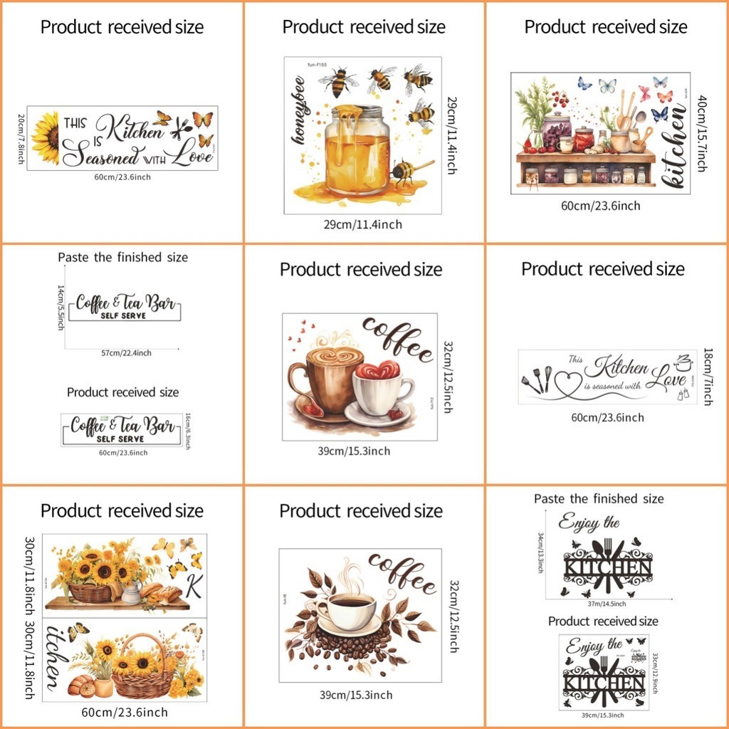 Coffee Cup Pattern Wall Stickers DIY Cafe Restaurant Living Room Home ...