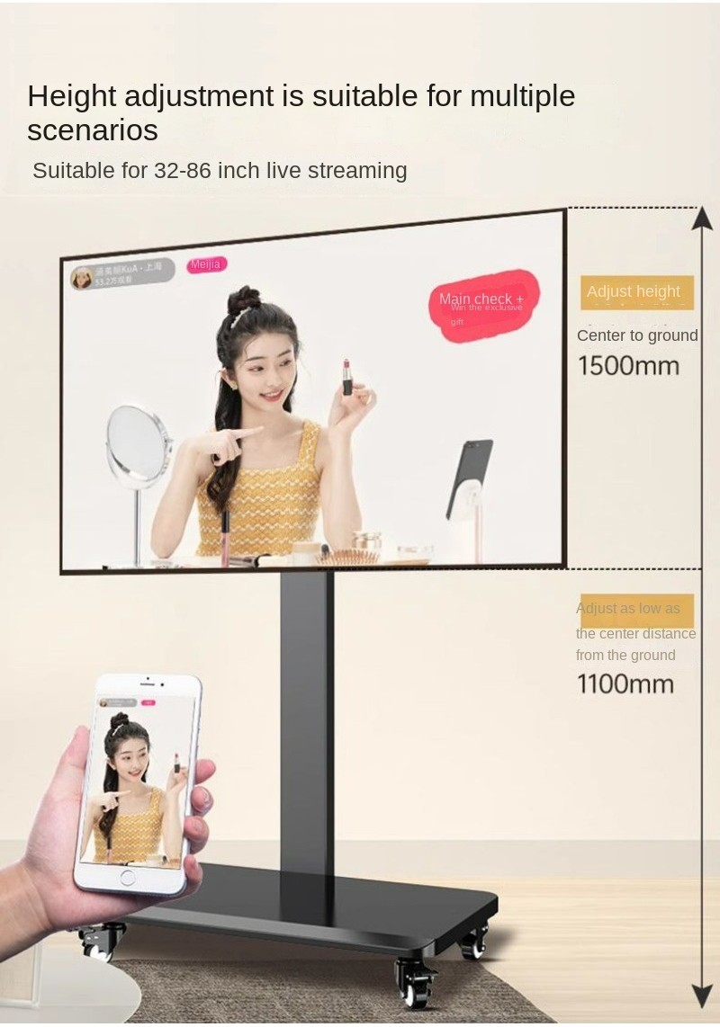 TV Floor Stand Horizontal and Vertical Screen Rotating Live Broadcast ...