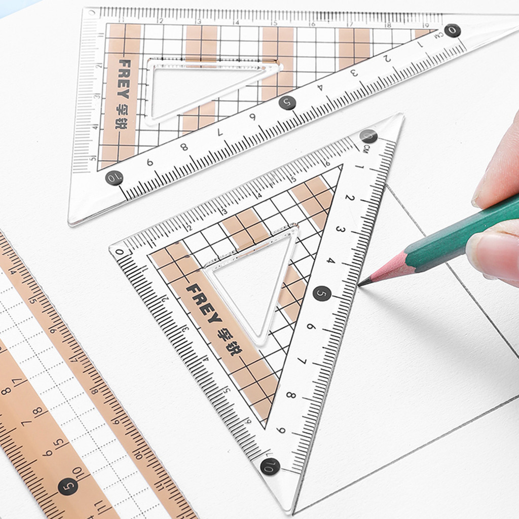 Kawaii Ruler 7Pcs/Set Geometric Drawing Kit Compass Set 2023 Stationery ...