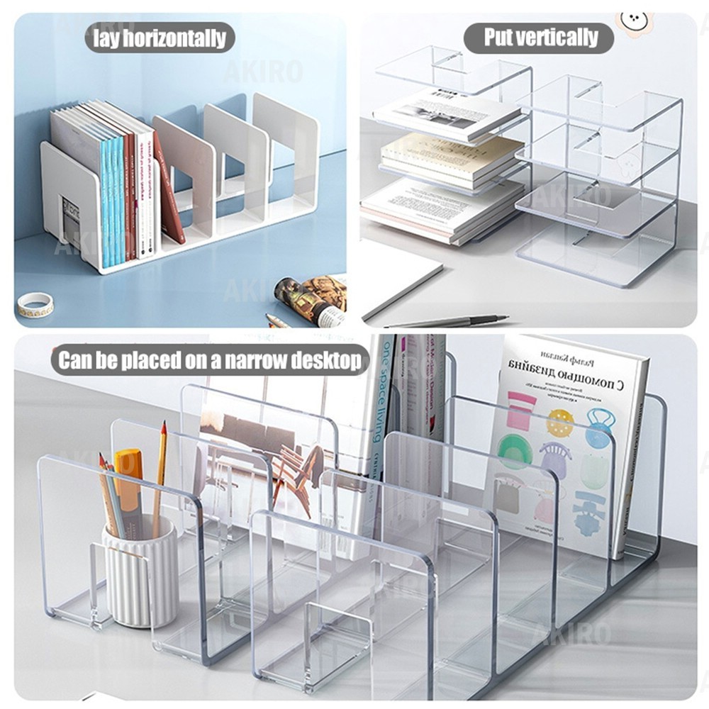 AKIRO Desktop Book Rack 32CM Book Storage Divider Partition Books Stand ...