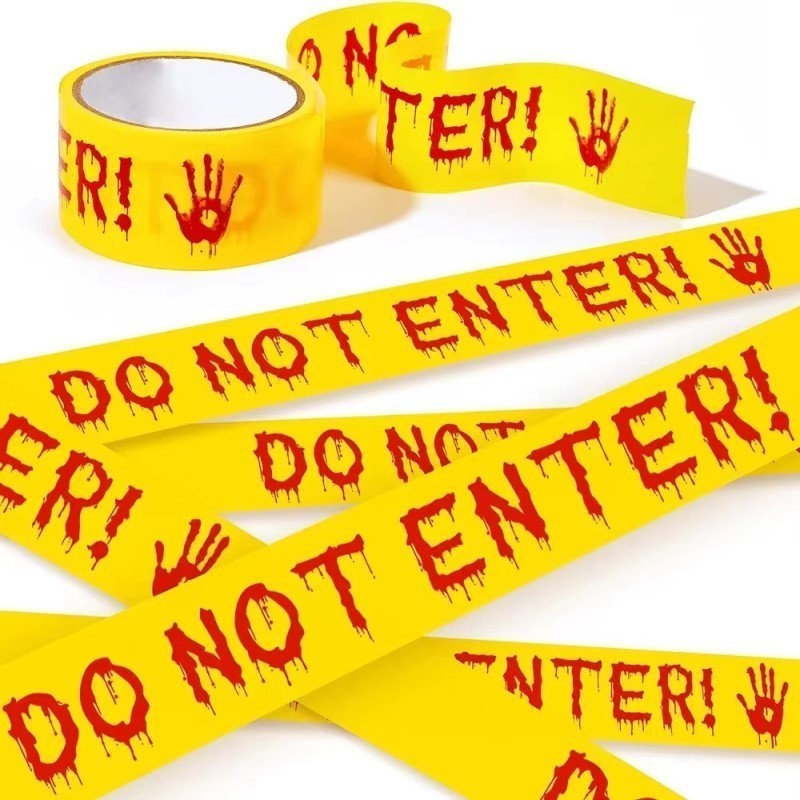 25M Caution Warning Tape Halloween Props Decoration DIY Sticker Horror ...