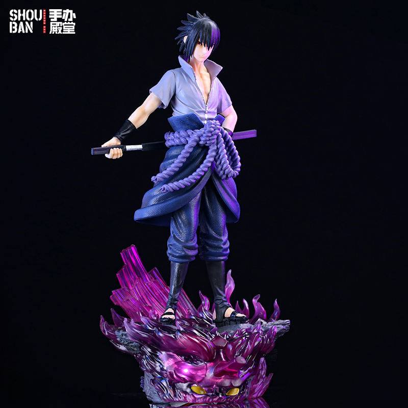 Cw Naruto Figure Door God Uchiha Sasuke Lights Up Gk Model Statue ...