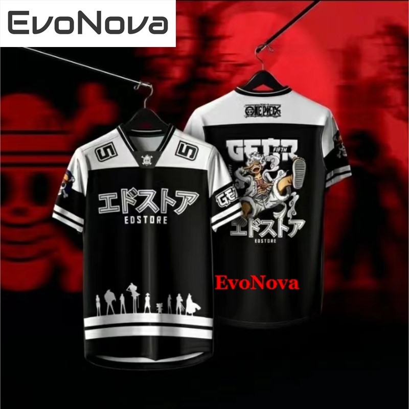 EvoNova ONE PIECE ANIME LYCRA NFL COLLAR Jersey Baju Tshirt Lelaki ...