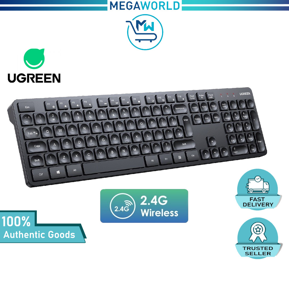 UGREEN Wireless Keyboard 2.4G 104 Keys Concave Keycaps Non Delay Office ...