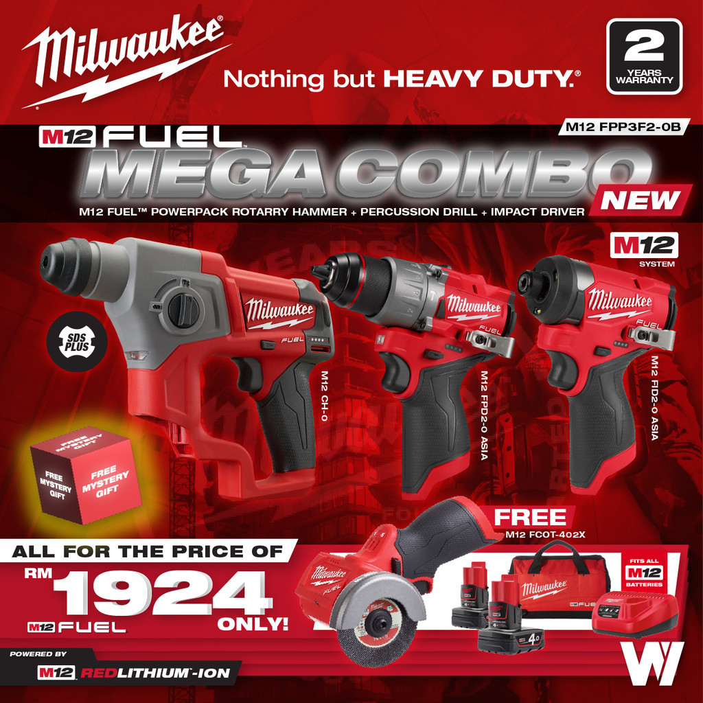 🔥 Milwaukee Mega Combo | M12 100 Years Combo M12 / FPP3F2-0B_SA / M12 ...
