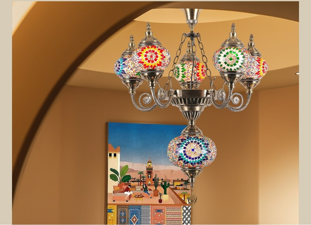 Turkish Mosaic Ceiling Light Chandelier Colorful Glass Ceiling Lights Romantic Cafe Bar Villa ...