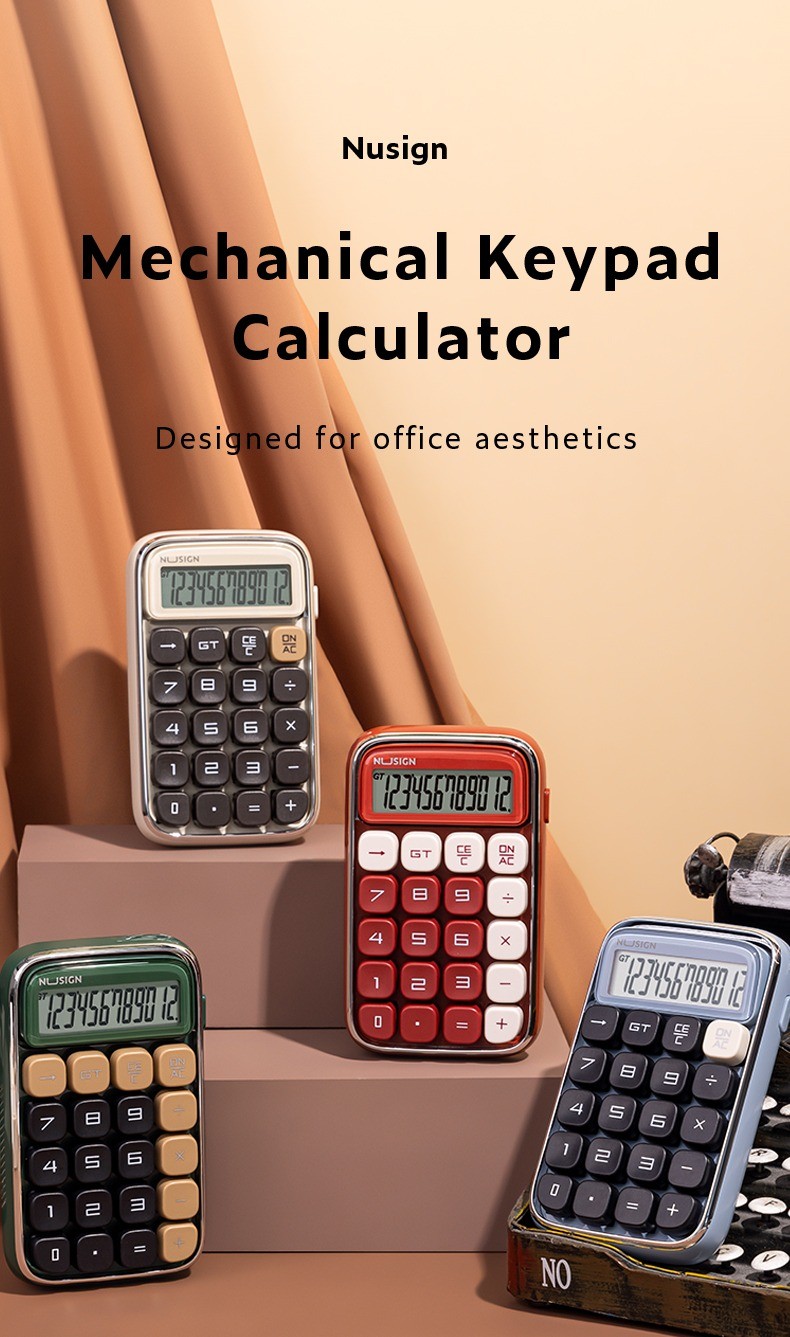 Deli Nusign Vintage Calculator with Blue Switch Mechanical Keys Large ...