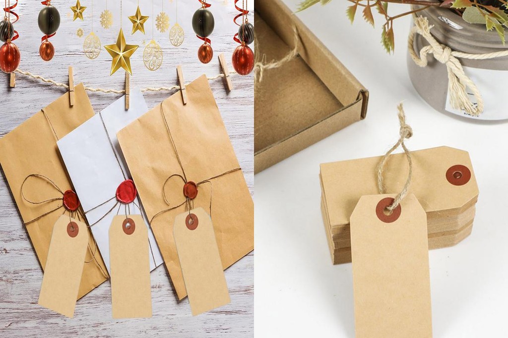 Dottam| Shipping Tags for Labels Kraft Paper Labels with String 100 Pcs ...