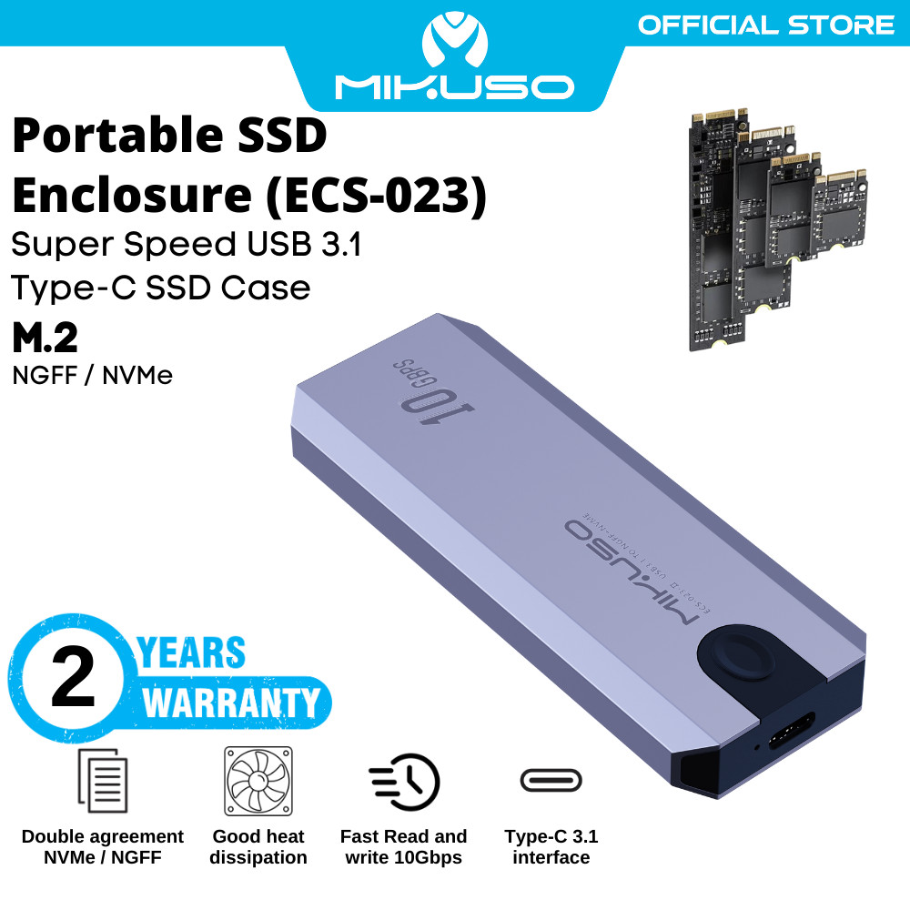 MIKUSO SSD Case Enclosure 10Gbps M.2 ECS-023 | Universal NGFF NVME ...