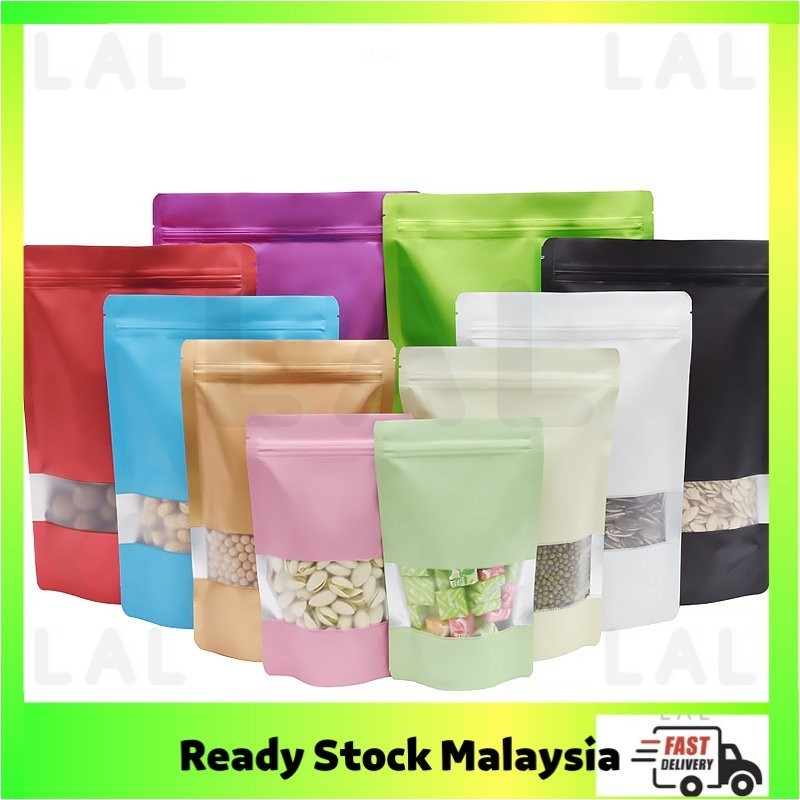50pcs Big Size Matte Colour Zip Lock Bag with Window/Colour Zipper Bag ...