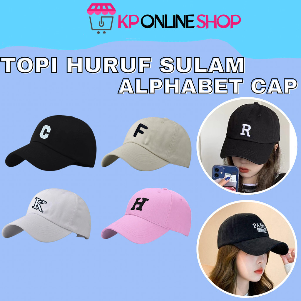 TOPI HURUF SULAM UNISEX ALPHABET CAP ADJUSTABLE BASEBALL CAP MEN LETTER ...