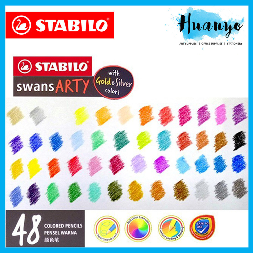 Stabilo Swans Arty Artist Grade Colour Pencil (Color Set of 12 / 24 / 36 / 48) | Shopee Malaysia