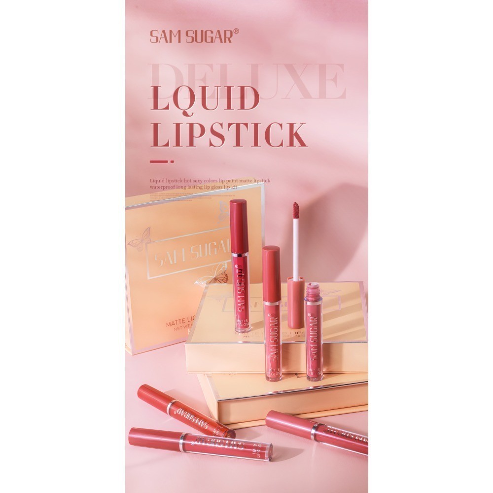 SAM SUGAR 6pcs/set Makeup Lipstick Liquid Velvet Matte Gloss Lip Red ...