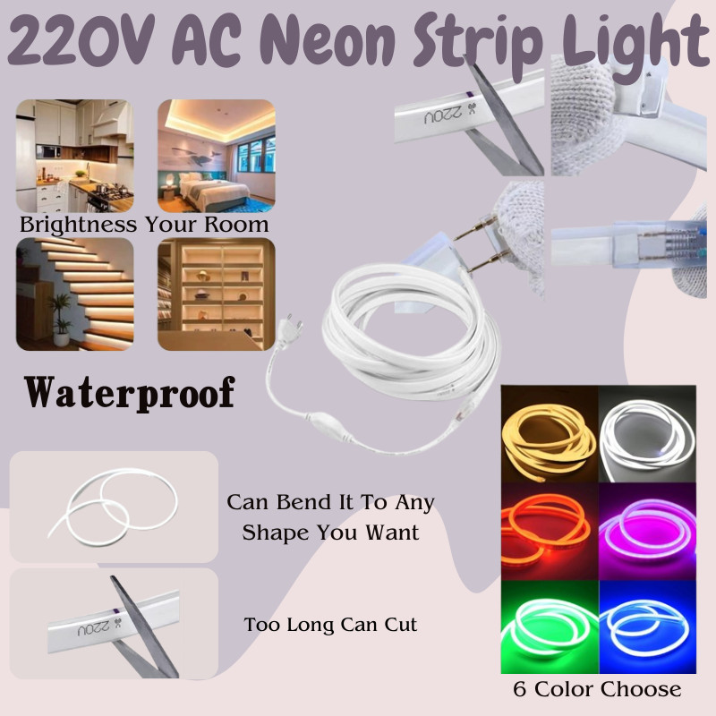 Waterproof Led Strip Light 220V AC Narrow Neon light can be Cut at ...