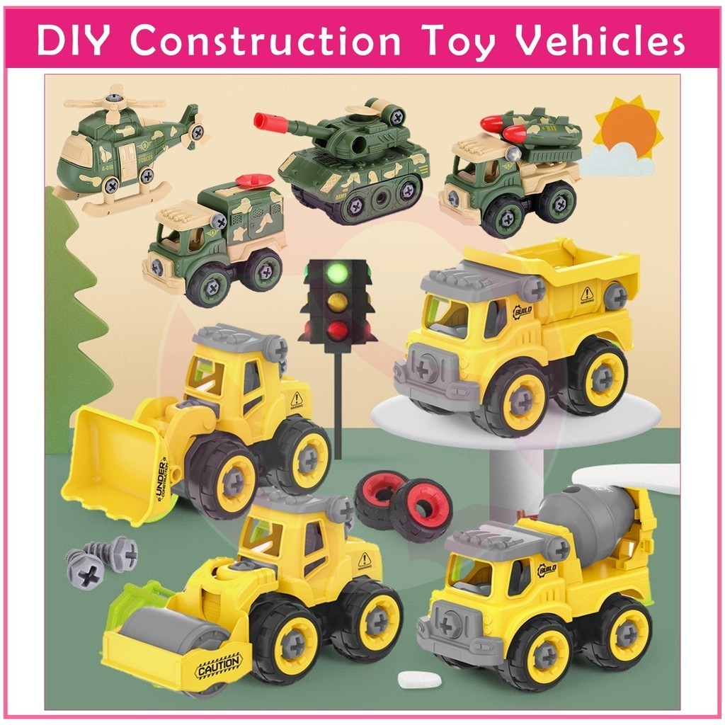 DIY Construction Car Assembly Toy Kid Engineering Screwdriver Education ...
