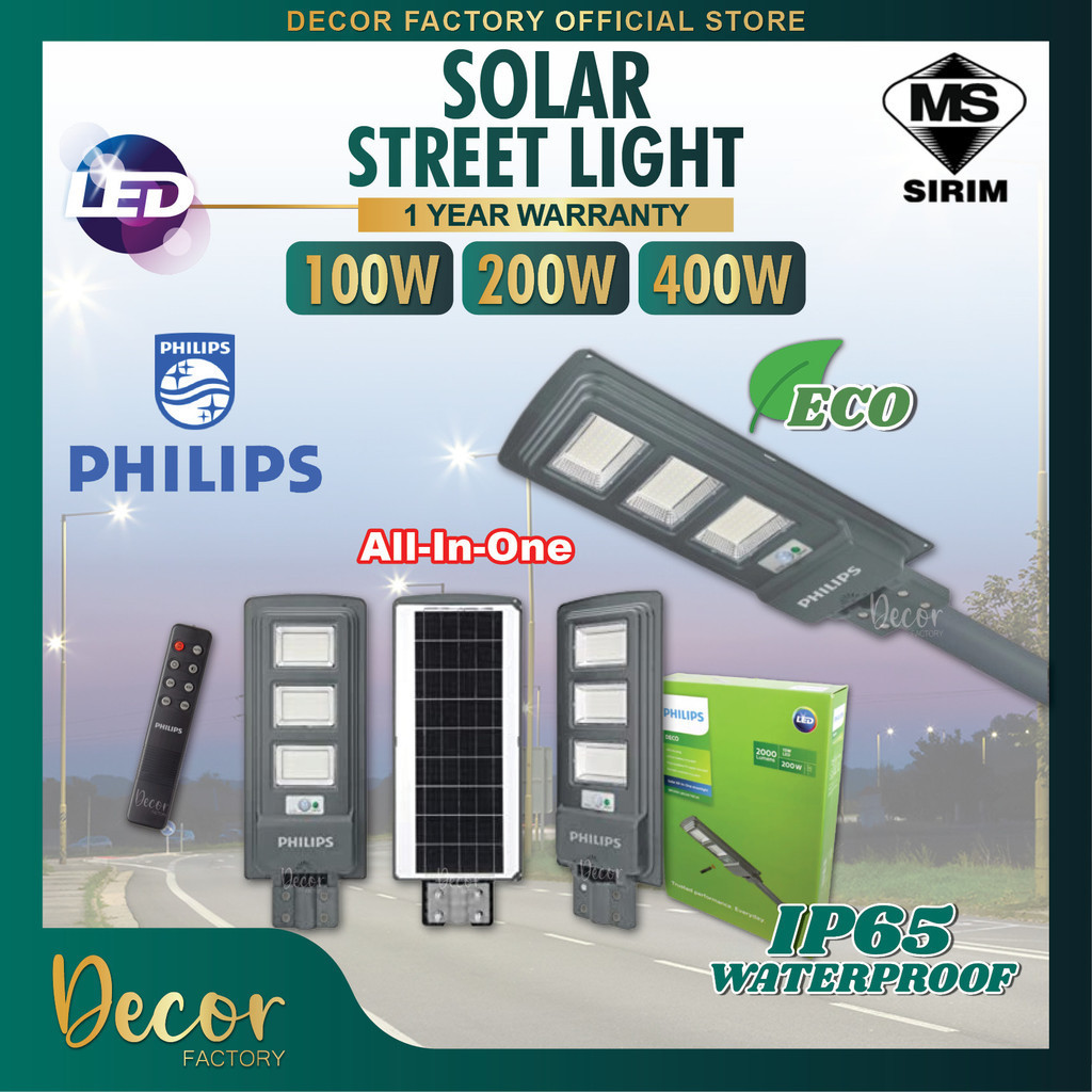 PHILIPS BRC050 Solar Street Lighting Outdoor 100W 200W 400W Daylight ...