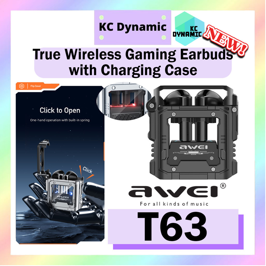 Awei T63 True Wireless Gaming Earbuds with Charging Case Bluetooth ...