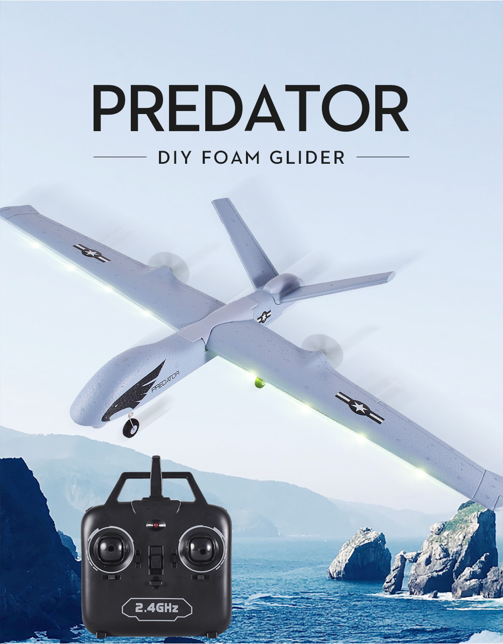Rc Plane 2.4GHZ Dual Motor Gyro Stabilization System Medium DIY Epp ...