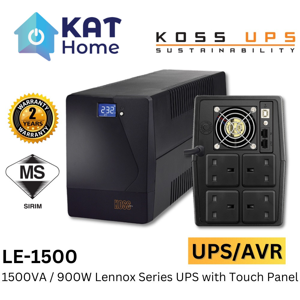 KOSS LENNOX SERIES LE-1500 1500VA/900W AVR UPS WITH TOUCH PANEL LCD ...