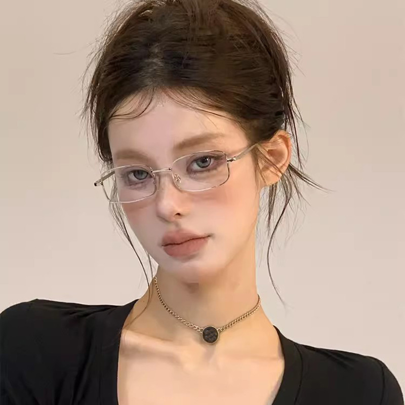 Roselife Unisex Black Narrow Rectangle Frame Metal Eyeglasses for Men ...