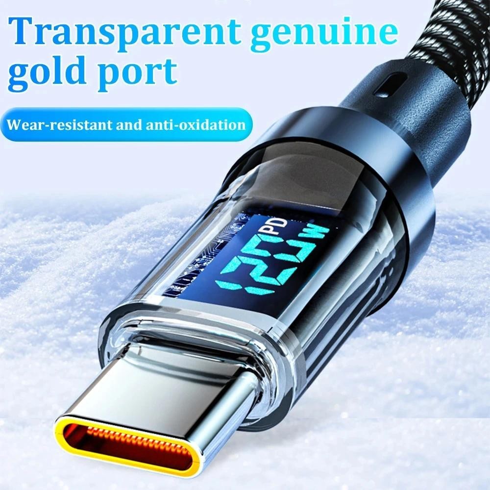 6A USB C To USB C Cable Digital Display PD 120W Fast Charging USB A To ...
